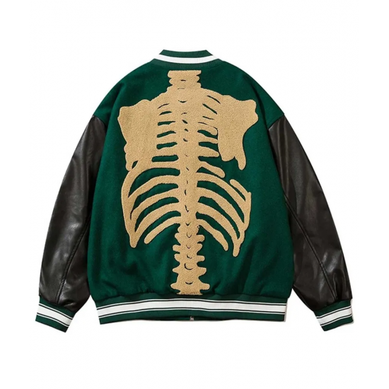 Skeleton Furry Bone Baseball Varsity Jacket - TR-01